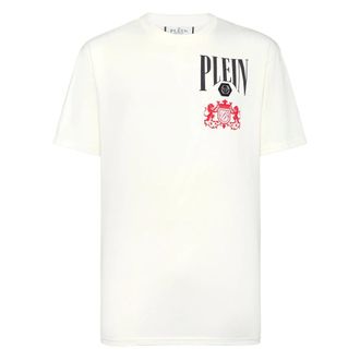Philipp Plein Homme, Tops, Blanc, Taille: 4XL T-Shirt Col Rond Racing