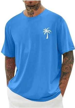 Generic T-shirts &agrave; col rond &agrave; manches courtes pour homme - L&eacute;ger - Hauts de loisirs - Confortable et respirant - Extensible dans de nombreuses couleurs - Chem