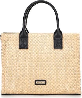 Wittchen Sac à main pour femme | style bohème tressé | avec bandoulière | fermeture éclair pratique | Beige-noir