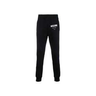 Moschino Schwarze Couture Baumwollhose mit Logo - - Trousers - Herren - Schwarzk - XL