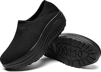 Generic Baskets Femme Chaussures de Course À Plateforme sans Lacets Sneakers Maillé Respirantes Légères Confortables Antidérapant Fitness Chaussures de Sport 