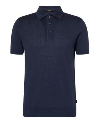 Windsor Strick-Poloshirt aus einem Leinen-Mix mit Perlmuttkn&ouml;pfen, Regular Fit in