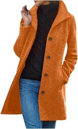 Generic Manteaux dhiver en laine pour femme - Col montant - Simple boutonnage - Élégant mi-long - Mélange de laine - Manteau classique intelligent - Vêtement 