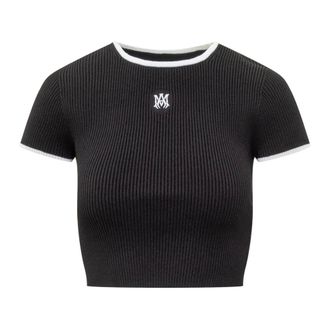 Amiri Femme, Tops, Noir, Taille: 42 FR T-shirt court brod&eacute;