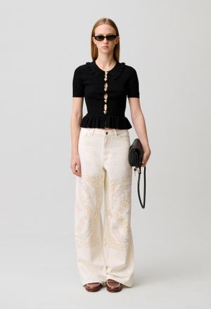 Claudie Pierlot Top maille coeurs ajour&eacute;s