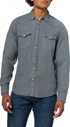Lucky Brand Herren Leinen Western Langarm Hemd, Dark Slate, XX-Large