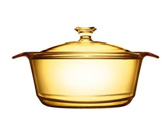 Visions Visions pyroceram Flair Kochtopf mit Glas, braun, 25,5 x 19,7 x 10 cm