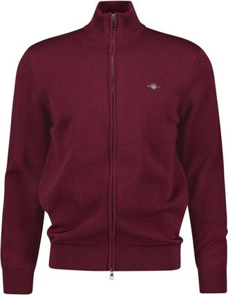 GANT Herren Casual Cotton Zip Cardigan Strickjacke, Wine RED, Medium
