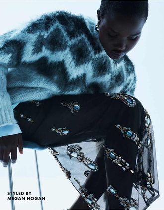 Asos jupe midi transparente orn&eacute;e noire