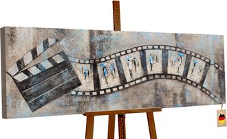 Yohji Yamamoto Art Abstrakt Acryl Gem&auml;lde auf Leinwand Filmstreifen handgemalt Wandbilder Wohnzimmer modern Wohndekor Design Bild braun waagerecht echte Kunst 150x50