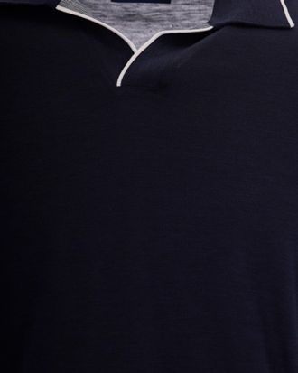Paul & Shark Cotton-Silk Open Collar Polo Shirt - Blue