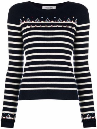 Valentino Garavani Pullover mit Logo-Stickerei - Blau