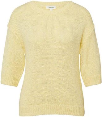 s.Oliver Kurzarmpullover Strickpullover Strickpullover aus B&auml;ndchengarn mit Dreiviertel&auml;rmeln