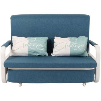 Hhg Schlafsofa HHG-525, Schlafcouch Couch Sofa, Schlaffunktion Bettkasten Liegefl&auml;che, 130x185cm Stoff/Textil dunkelblau