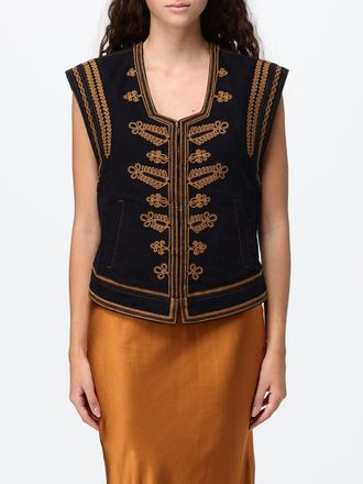 Isabel Marant Bestickte taillierte Weste aus Baumwolltwill