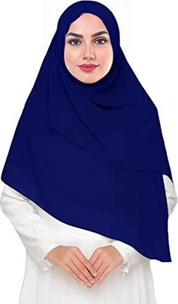 Lina & Lily Écharpe Tête Hijab Mousseline Femme GRAND TAILLE CARRÉ 145 cm par 145 cm (Bleu royal)