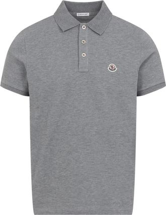 Moncler Homme, Tops, Gris, Taille: L Logo Patch Cotton Polo