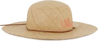 Chlo&eacute; Femme, Accessoires, Beige, Taille: L Chapeau en raphia brod&eacute;