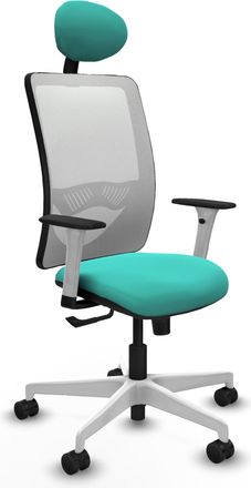 Piqueras y Crespo Schreibtischstuhl Zulema mit wei&szlig;en und schwarzen Armlehnen, h&ouml;henverstellbare Lendenwirbelst&uuml;tze und festes Kopfteil, ausgestattet mit 3 Positionen, 