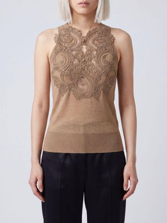Ermanno Scervino Slim Fit Top von aus Schurwolle mit V-Ausschnitt und Perlenstickerei