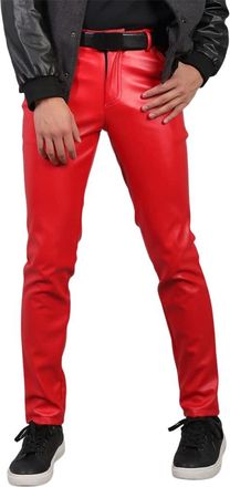 ORANDESIGNE Herren Slim Fit Soft PU Faux Leder Biker Hose Lederhosen wasserdichte Lederhose Weich Motorradhose Business Kunstleder Hosen Warme Winter Fleecehose F
