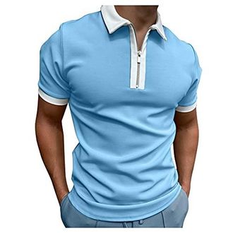Generic Polo pour homme Coupe droite : polo avec fermeture &eacute;clair 1/4 T-shirt l&eacute;ger T-shirt uni T-shirts respirants avec col rabattu Surchemise dext&eacute;rieur d&eacute;c