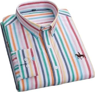 Generic Chemise en coton de couleur unie pour homme - Automne et hiver - Chemise décontractée à rayures avec poche - Coupe régulière, 1925, Taille M