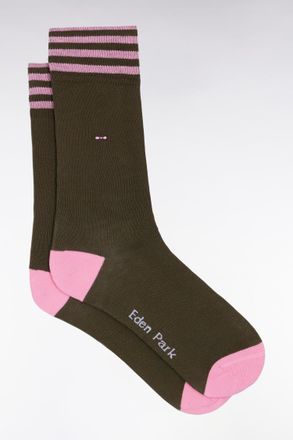 Eden Park Lot De Trois Paires De Chaussettes Ray&eacute;es Kaki Et Marine