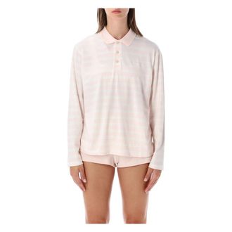 Sporty & Rich Signature Logo Easy Polo - Femme - Tops - Rose - Taille: 40 FR