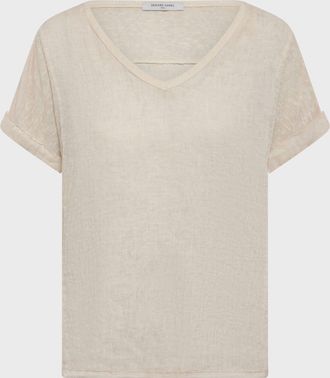 Gerard Darel T-shirt V ample en lin - Beige