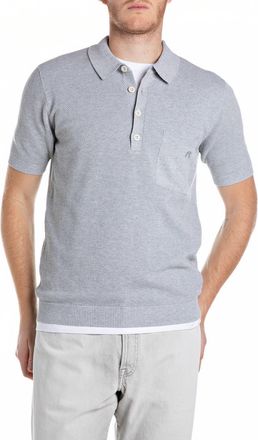 Replay Herren Poloshirt Kurzarm mit Knopfleiste, Grey Melange M03 (Grau), L