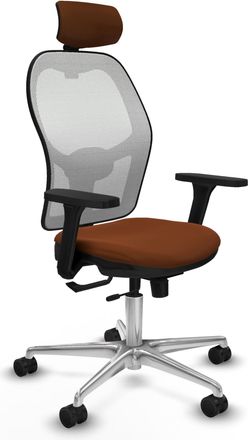 Piqueras y Crespo Ergonomischer B&uuml;rostuhl mit 3D-Armen, h&ouml;henverstellbare Lendenwirbelst&uuml;tze und h&ouml;henverstellbares Kopfteil, Wei&szlig;/Braun