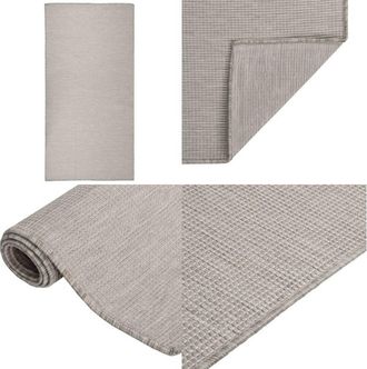 vidaXL Outdoor-Teppich Flachgewebe 100x200 cm Taupe - Au&szlig;enbereich - Terrassen&uuml;berdachung - Balkon - Polypropylen - Wetterfest - Home & Living