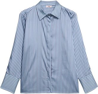 Oltre Femme, Blouses et Chemises, Bleu, Taille: 44 FR Chemise en satin ray&eacute;