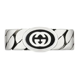 Gucci Silberring mit Interlocking G-Detail - - Accessories - Damen - Grau - 59 MM