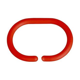 MSV Duschvorhangringe 12 Stück Rot Kunststoff - Passend für alle gängigen Duschvorhangstangen