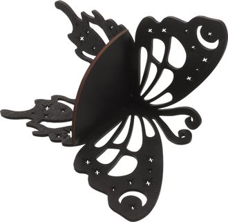 BESPORTBLE Wandhalterung Schmetterlings Eckregal Holzregal mit F&auml;cherf&ouml;rmigem Design und Schwarzem Kristallstein Schwebendes Regal f&uuml;r Wohnzimmer und B&uuml;ro