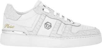 Philipp Plein Low-Top Sneaker - Lo-Top Turnschuhe Cocco Crocco Gepr&auml;gt - Gr. 35 (EU) - in Wei&szlig; - f&uuml;r Damen
