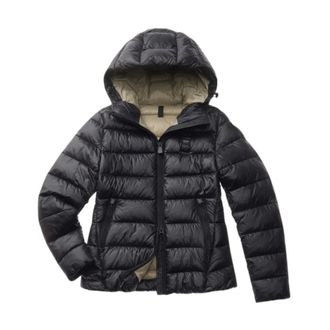 Blauer Schwarze Steppjacke mit Gestreiften N&auml;hten - - Jackets - Damen - Schwarzk - L