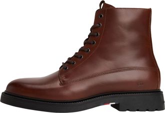 Tommy Hilfiger Herren Mid Boot Stiefel Comfort aus Leder, Braun (Winter Cognac), 43