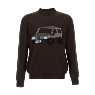Magliano Brauner Woll-Rundhalsausschnitt-Pullover - - Knitwear - Herren - Braun - XL
