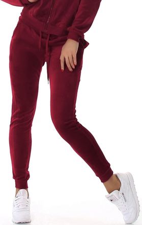 Jela London Damen Nicki Jogginghose Samt Velour Homewear, Weinrot Bordeaux 36 38 (M)