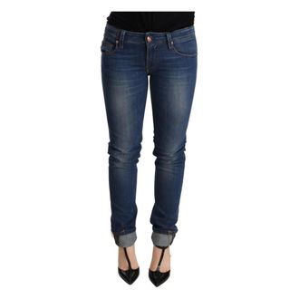 Acht Blaue Skinny Denim Jeans mit niedriger Taille - - Jeans - Damen - Blau - W26