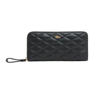 Lacoste Femme, Accessoires, Noir, Taille: ONE Size Grand porte-cartes Crocodelle en cuir