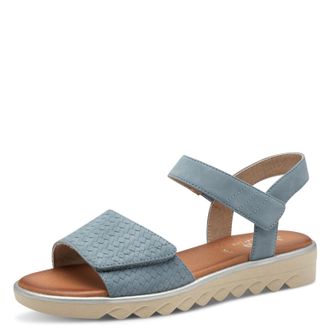 Jana Damen Sandalen flach mit Klettverschluss Vegan, Blau (Denim), 38 EU