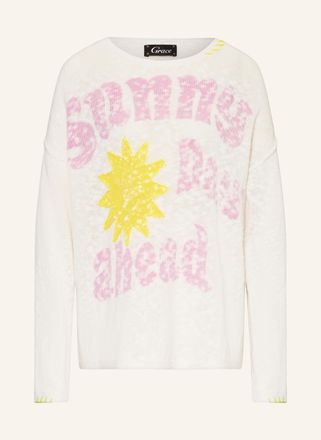 Grace Grace Pullover Mit Leinen Und Pailletten weiss