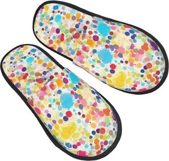 Generic Pantoufles Motif &Agrave; Pois Aquarelle Color&eacute;s Chaussures Maison Hiver Chaussons Pour Femme Int&eacute;rieur Unisex M