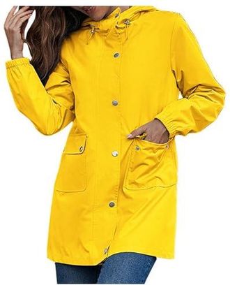 Generic Veste coupe-vent &agrave; fermeture &eacute;clair pour femme 2026 pour activit&eacute;s de plein air | Manteau coupe-vent mi-long pour la randonn&eacute;e et le trekking, jaune, 