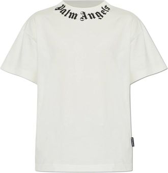 Palm Angels Homme, Tops, Blanc, Taille: M Logo Print T-Shirt