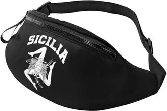 Generic Trinacria Sicilienne 9 Sacs Banane R&eacute;glable Sac De Voyage Polyvalent Sacoche Bandouli&egrave;re Pour Sports V&eacute;lo &Agrave; Dos Sorties 14X35Cm